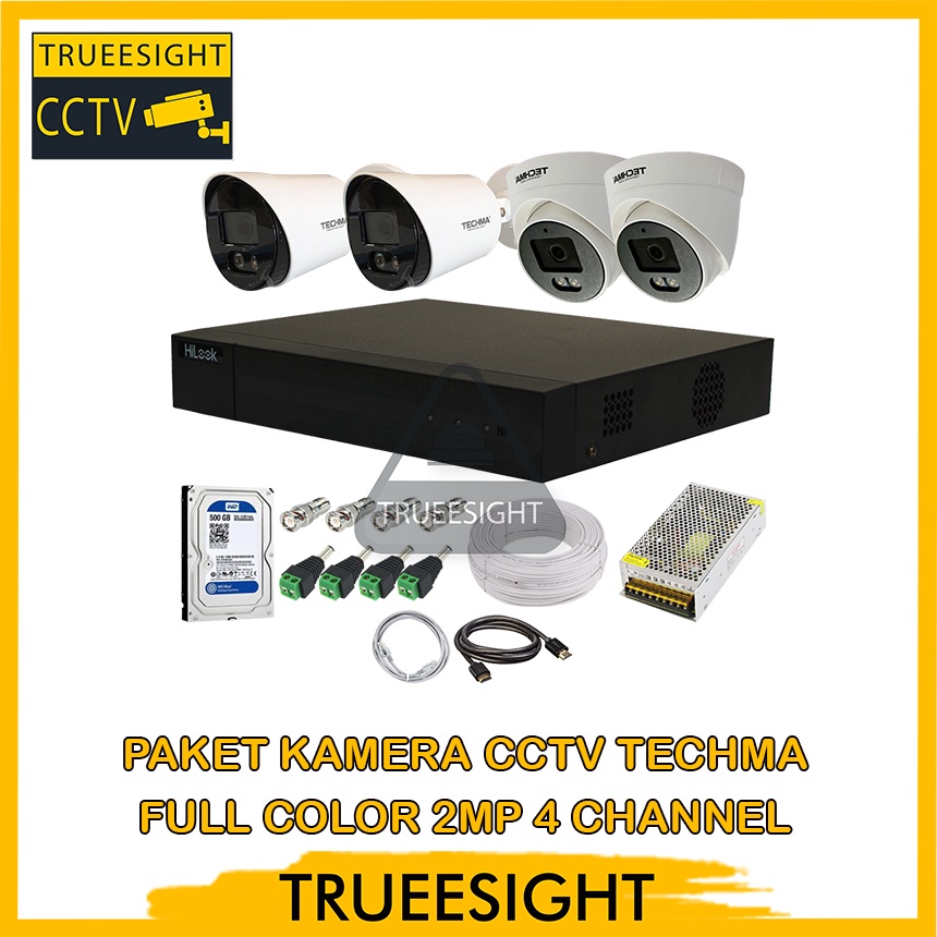 Jual Paket Kamera CCTV Techma 2MP Full Color Plus Hilook 4 Channel ...