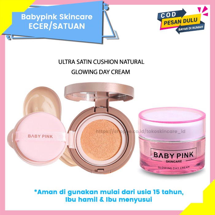 Jual Ultra Satin Cushion Natural & Glowing Day Cream Baby Pink Skincare ...