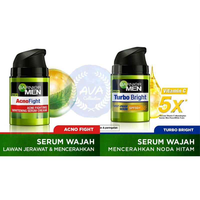 Jual garnier men turbo bright spot proof serum spf 50+, acno fight acne fighting brightening ...