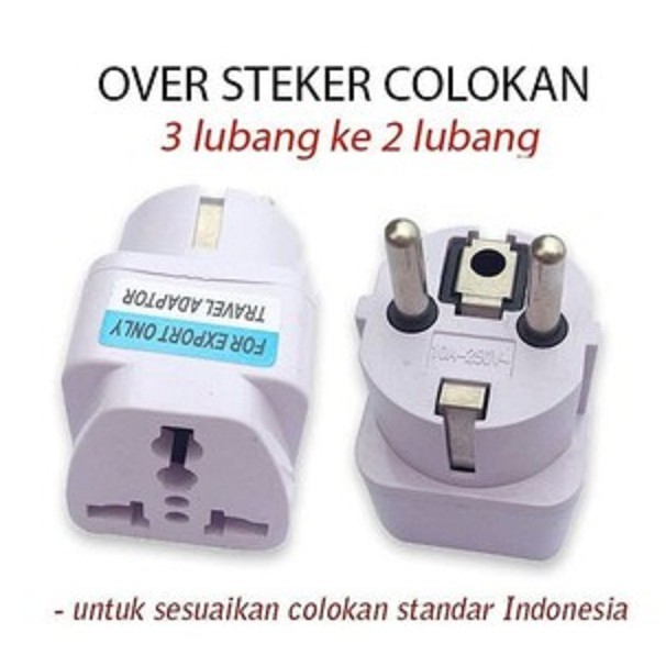 Jual Over Steker Adaptor 3 Kaki Travel Adapter ke 2 Universal (UK + US+ ...
