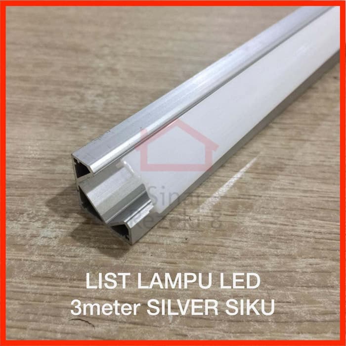 Jual List Lampu LED Strip 3 meter Silver Siku Lis Cover Aluminium ...