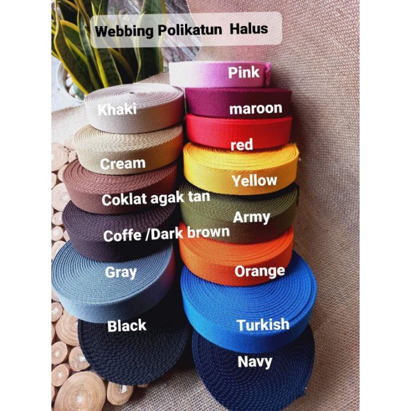Jual TALI TAS / WEBBING POLI KATUN HALUS 2.5cm | Shopee Indonesia