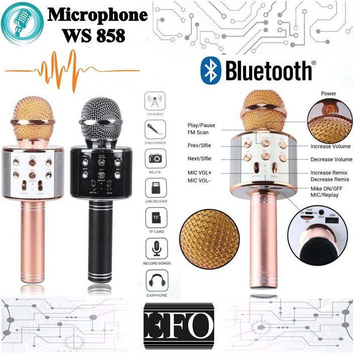 Jual Mic Karaoke Bluetooth WS858 / Mic WS-858 / Mic Speaker Wireless New | Shopee Indonesia