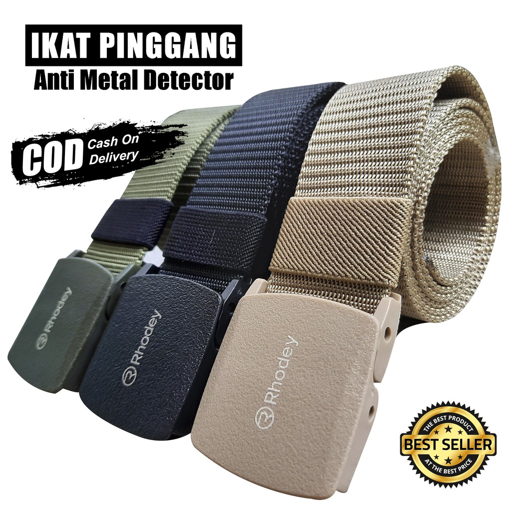 Jual Ikat Pinggang Pria Tactical Anti Metal Detector Gesper Kepala Plastik Bahan Canvas Men Belt ...