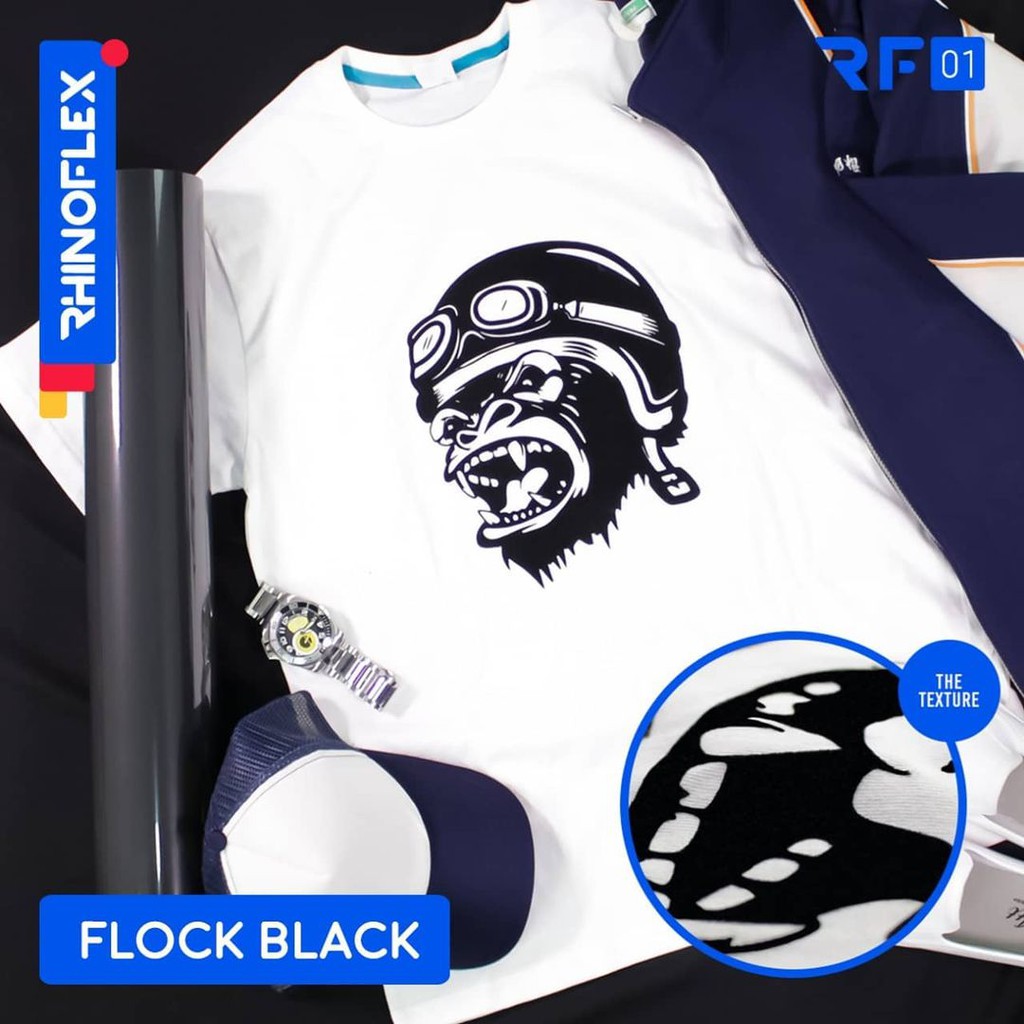 Jual Bahan Sablon Polyflex Korea Rhino Flock Black | Shopee Indonesia