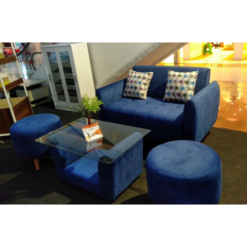 Jual SOFA MINIMALIS 2 SEAT 2 PUFF RUANGAN KECIL BISA CUSTOM WARNA BAHAN ...