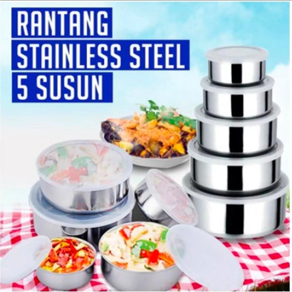 Jual Fresh Box Rantang Panci 5 Susun Stainless 5 In 1 Baskom Tempat ...