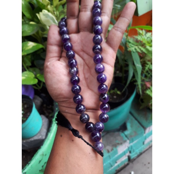 Jual tasbih 33 batu alam natural original kecubung ungu butiran besar ...