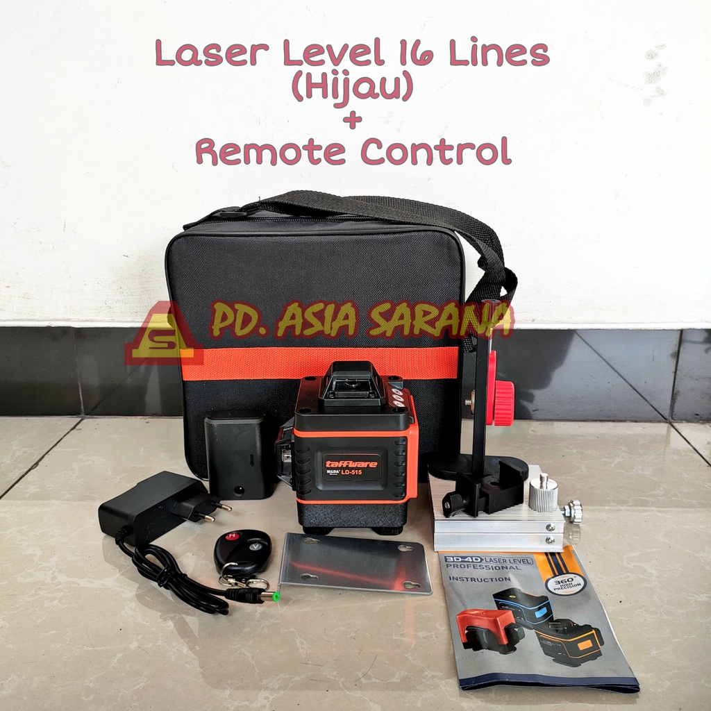 Jual Meteran Cross Laser Level 16 Lines 4D Remote Self Leveling ...