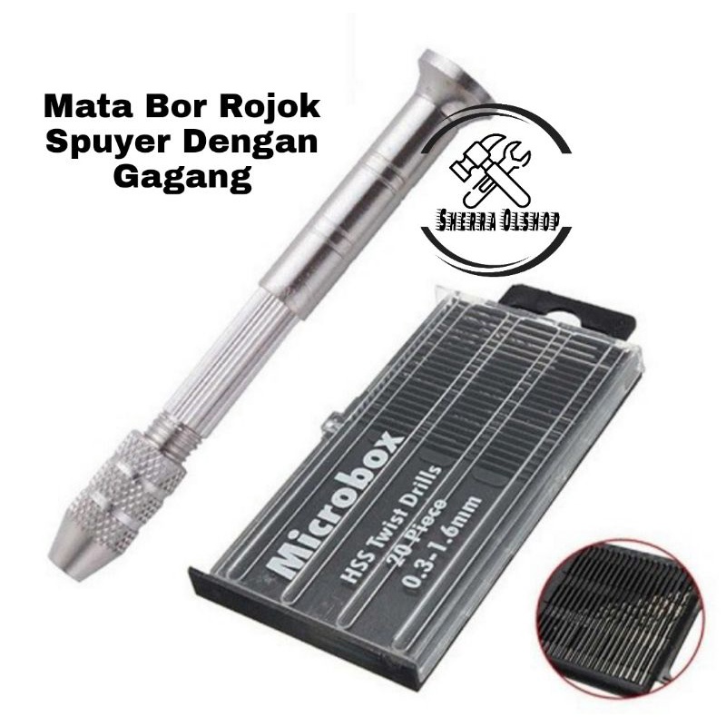 Jual 20pcs Mata Bor Rojok Spuyer Pilot Jet + Bor Manual Mini Pan Hand ...
