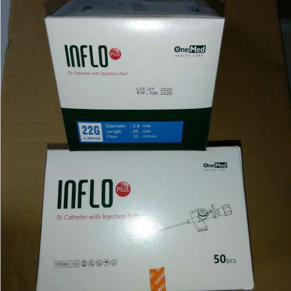 Jual IV CATHETER WITH INJECTION PORT & WING | INFLO PLUS 22G | ONEMED ...