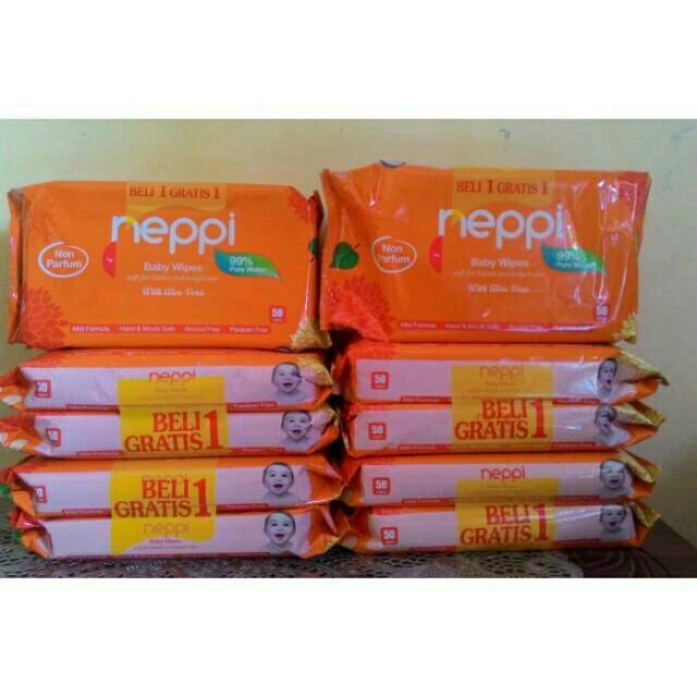 Jual BELI 1 GRATIS 1!! Neppi tissue basah baby wet wipes isi 50 lembar ...