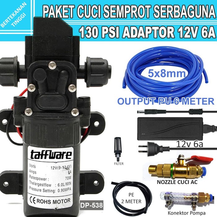 Jual Pompa Cuci AC Bertekanan Tinggi DP538 130PSI 6A - Lengkap NOZZLE ...