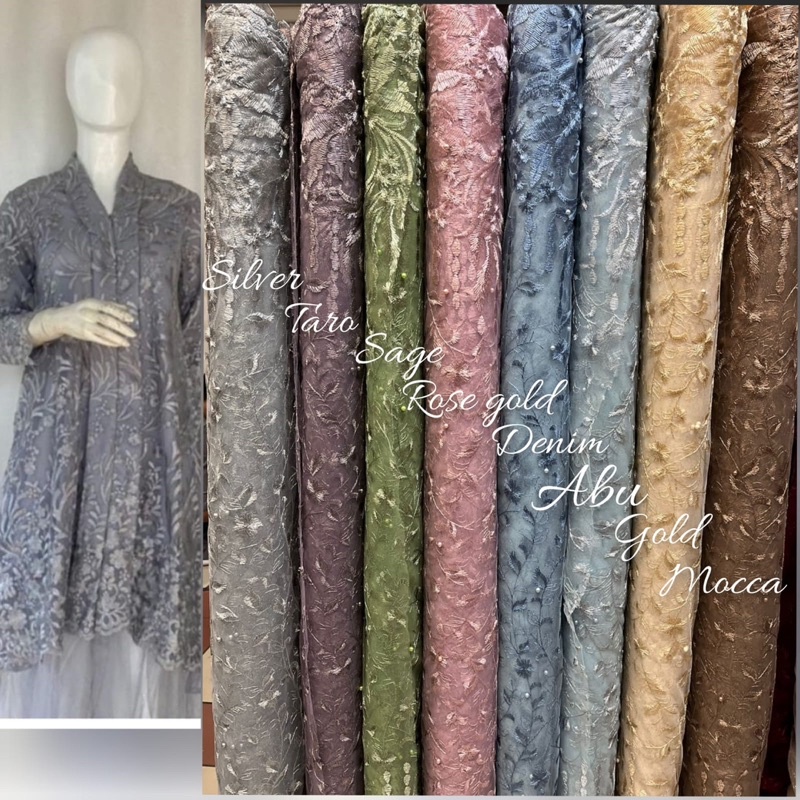 Jual bahan/kain tile flower olowe/kain tile kebaya meteran(harga untuk ...