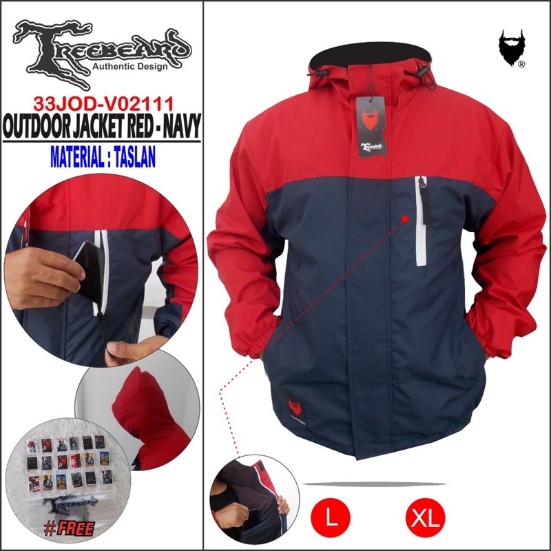 Jual Red Navy Jaket Cougle Treebeard Jaket Outdoor Treebeard Jaket ...