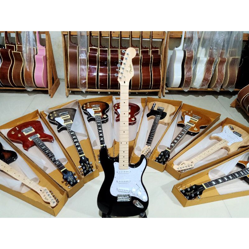 Jual Gitar listrik / elektrik Fender stratocaster hitam custom | Shopee ...