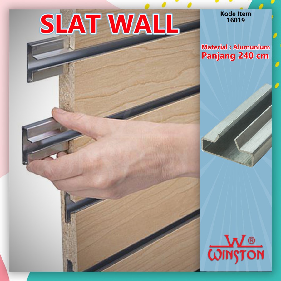 Jual TIANG REL Bracket Gantung Slatwall Alumunium 2.4 Meter Slot ...
