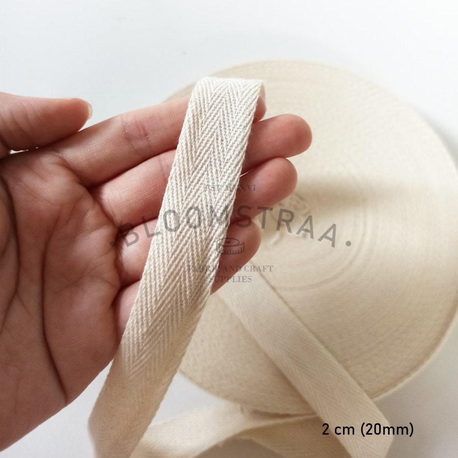 Jual Roll Twilltape Katun 2cm 20mm Broken White Cotton Twill Tape ...