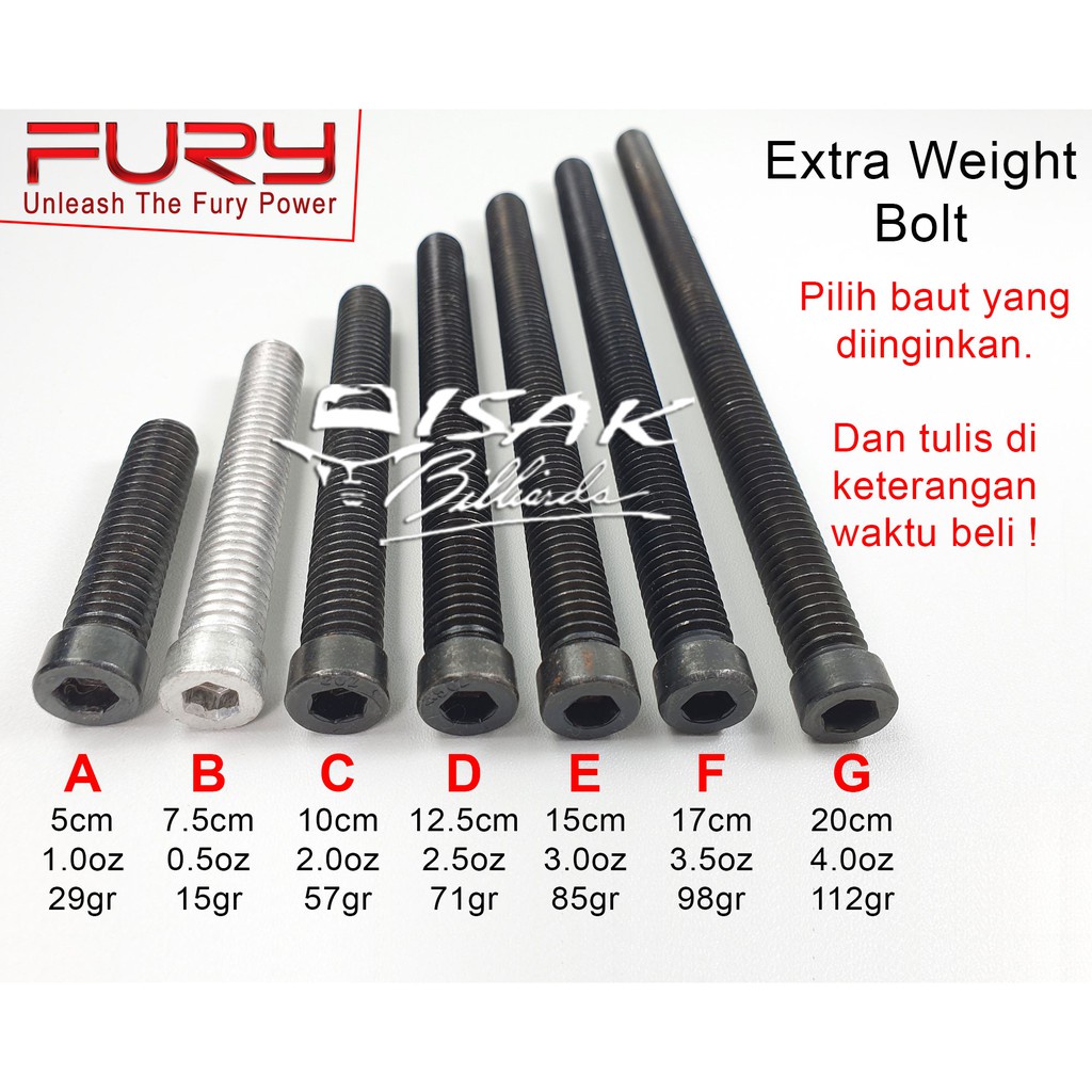 Jual Fury Weight Bolt - Baut Pemberat Stik Biliar Billiard Cue Stick ...