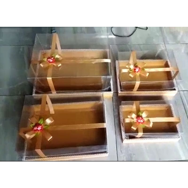 Jual 4 box Kotak Hantaran Seserahan Tutup Mika Model Pita Pernikahan ...