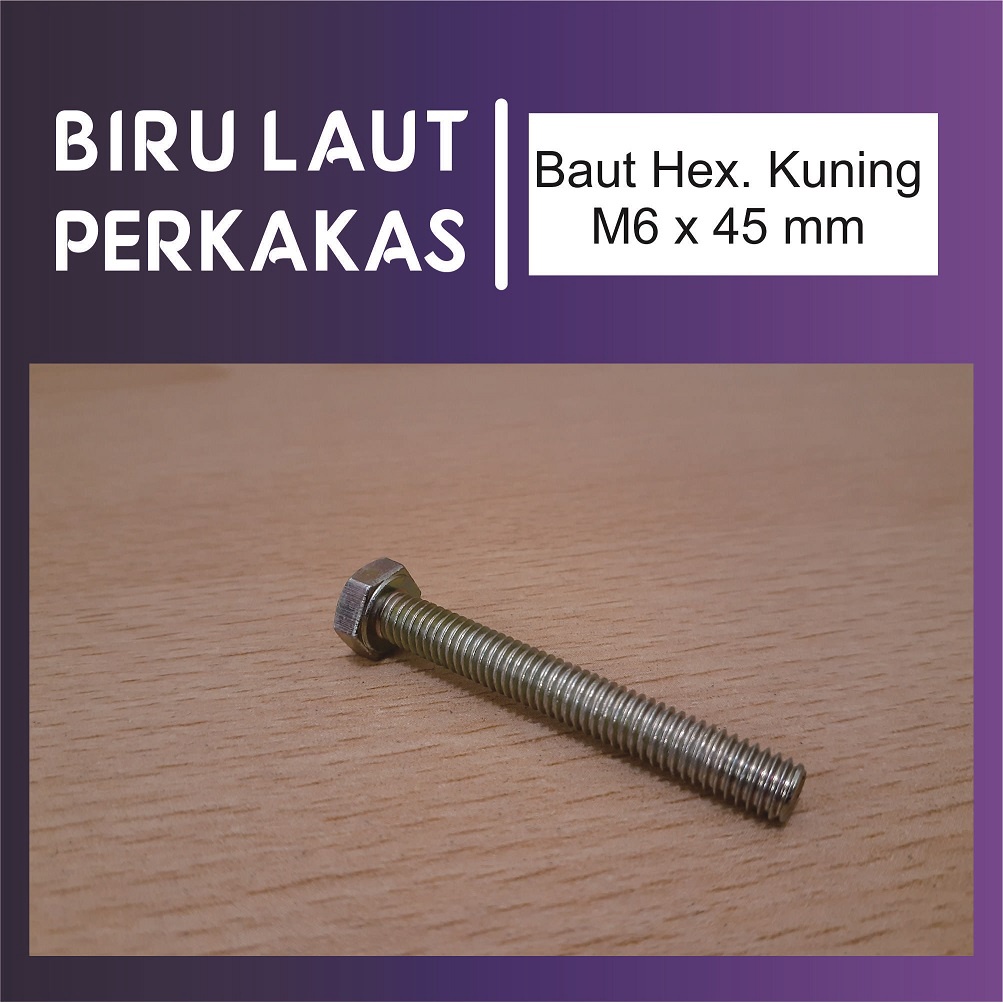 Jual MurBaut Besi Hexagon Baud Mur Nut putih M6x45 M6 X 45 Kunci 10 ...