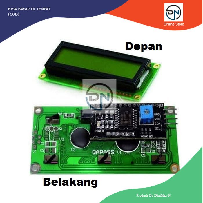 Jual PRODUCK LCD 1602 16X2 / CHARACTER GREEN BACKLIGHT / + I2C SERIAL ...