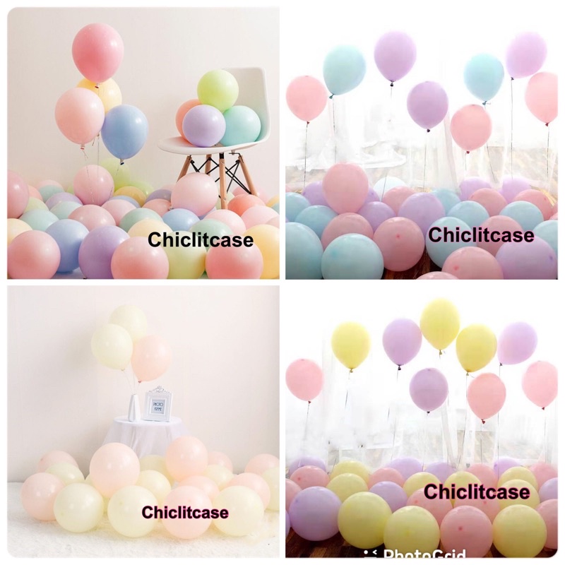 Jual Paket balon latex 30 pcs makaron pastel ungu kuning biru/mix warna ...