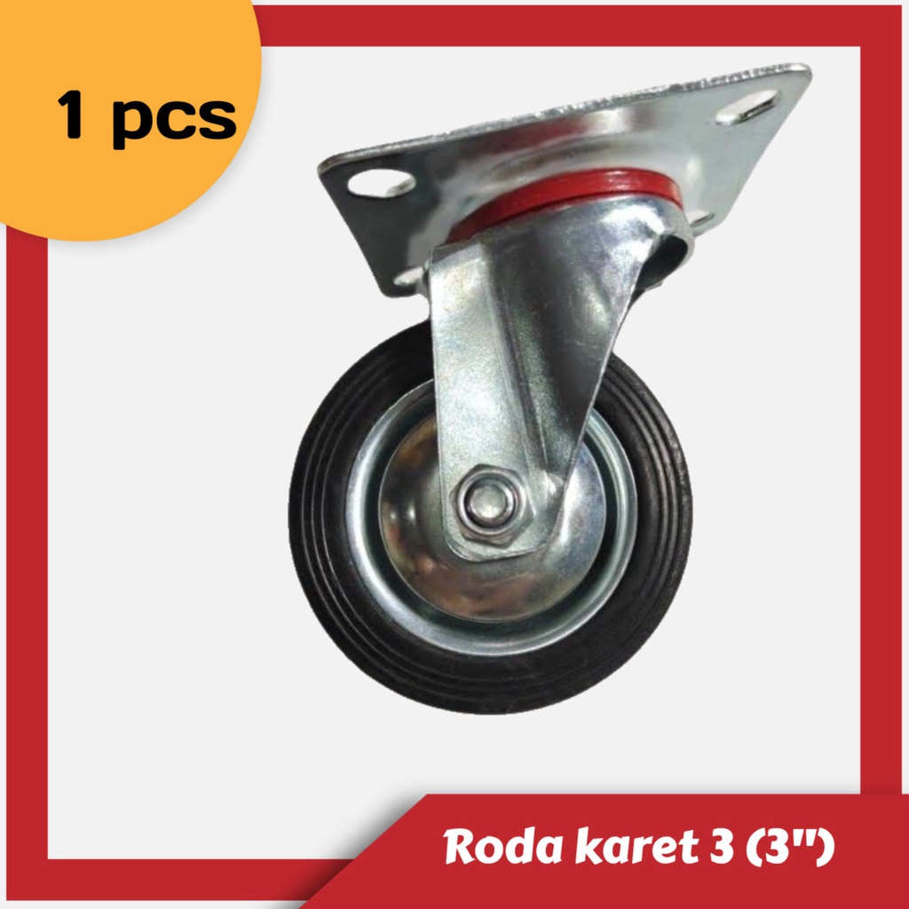 Jual RODA karet 3 ukuran 3 inchi putar 360 derajat/ Roda castel / Roda ...