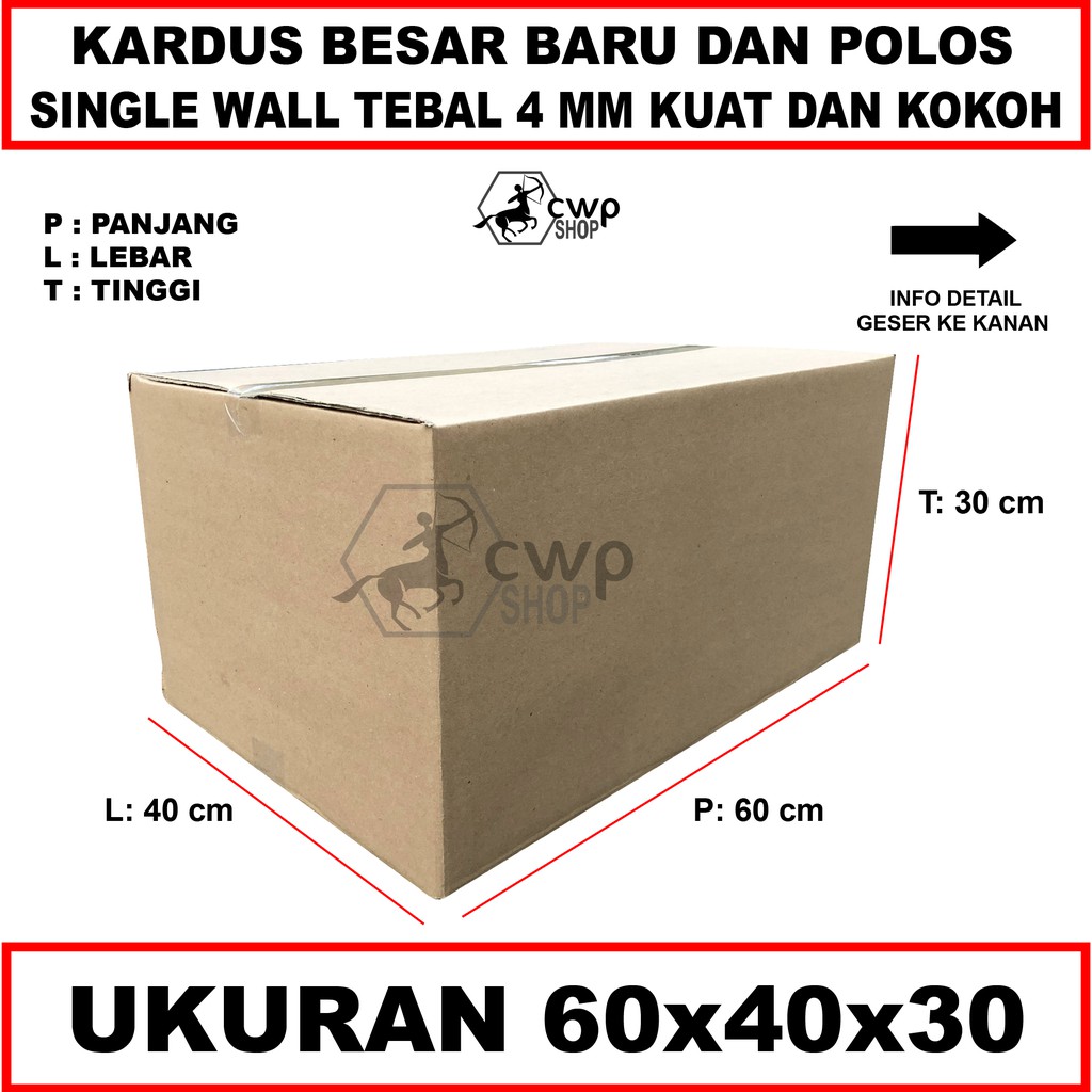 Jual Kardus Box Besar Polos Uk 60x40x30cm | Shopee Indonesia