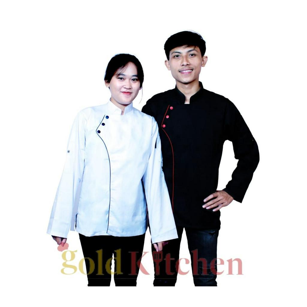 Jual Baju Koki Chef Jacket Seragam Kerja Pria Wanita Lengan Panjang Model Style Bahan Drill ...