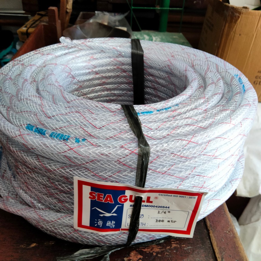 Jual selang hyprex 1/4 / selang benang merek Seagull harga per meter ...