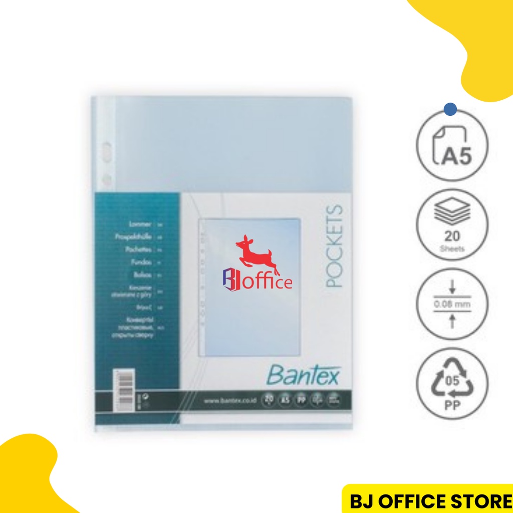 Jual Bantex Plastik PP Pocket Platik Lubang Ukuran A5 2032 (isi 20 Lembar) | Shopee Indonesia