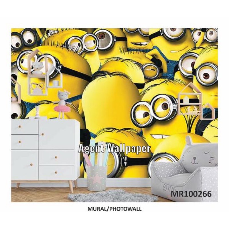 Jual photowall Mural 3D Dinding Wallpaper Mural Kartun Minion Lucu ...