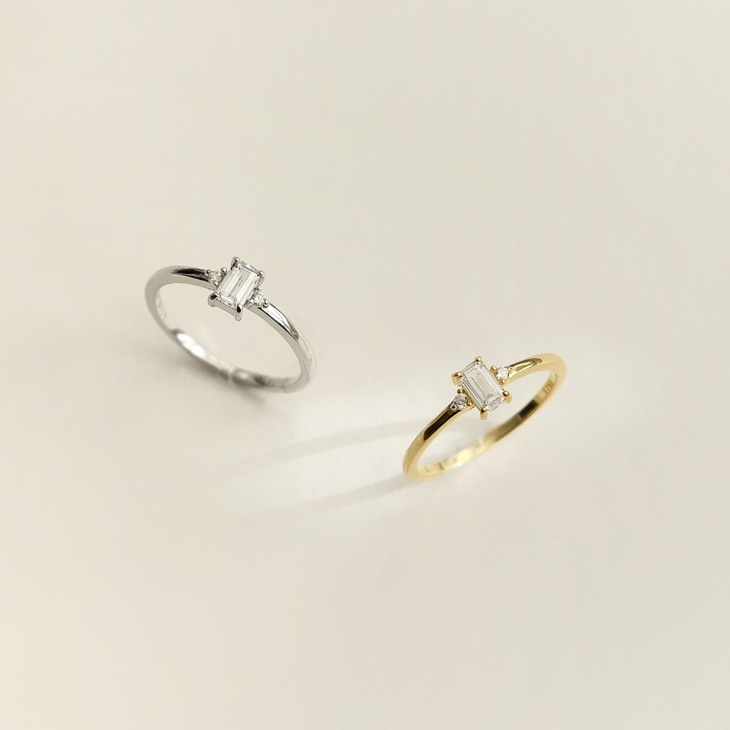 Jual Baguette Zirconia Dainty Ring — 16K Gold Plated S925 Sterling ...