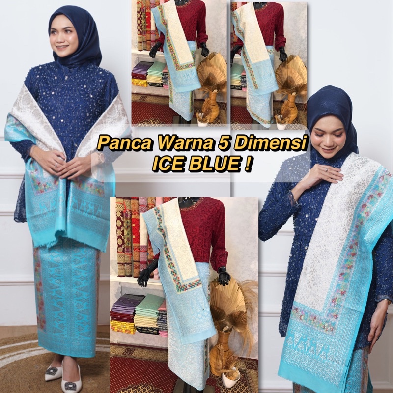 Jual SONGKET LEPUS PANCA WARNA 5 DIMENSI ORI ICE BLUE / BIRU ES - TENUN ...