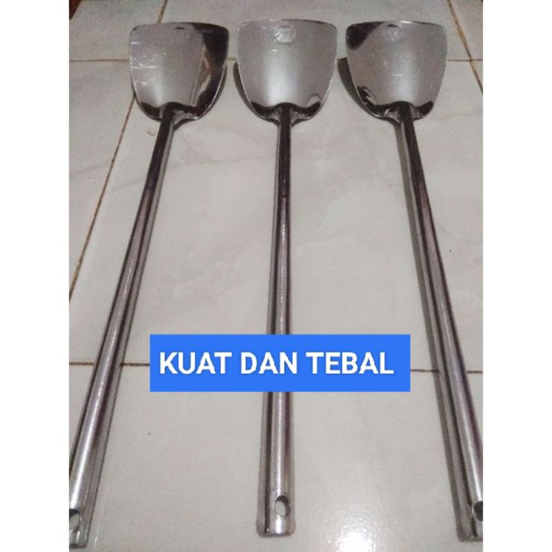 Jual SODET BESI STAINLESS FULL/ KODEK JUMBO GAGANG KAYU/ SPATULA BESI ...