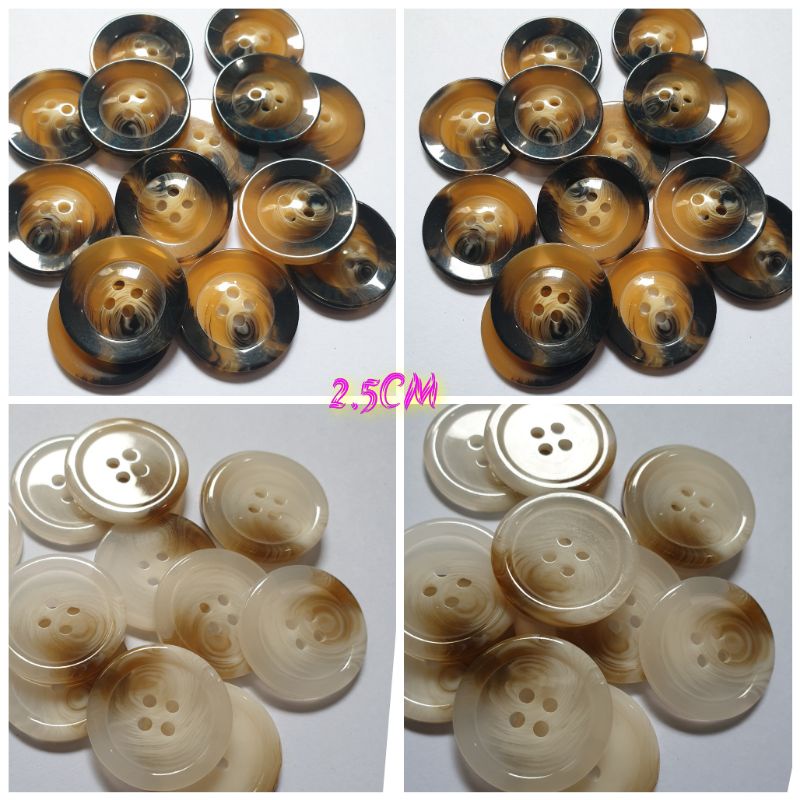 Jual KANCING LORENG BELANG PUTIH/HITAM DIAMETER 2.5CM ISI 100/200 PCS ...