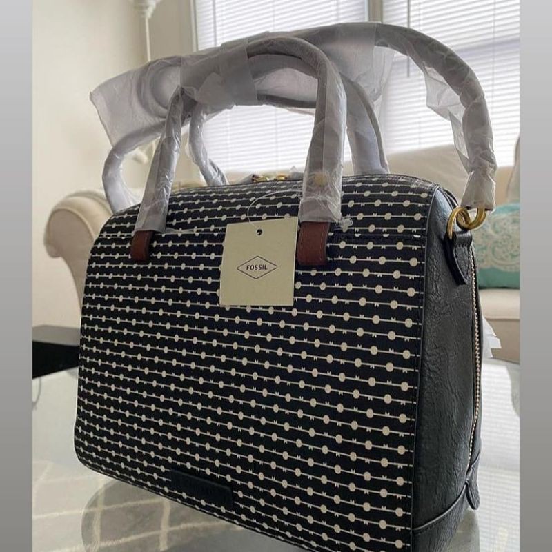 Jual TAS FOSSIL ORIGINAL RACHEL SATCHEL BLACK STRIPE | Shopee Indonesia