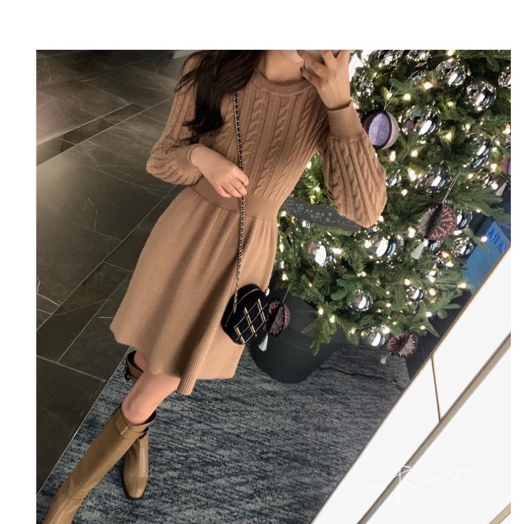 Jual Cable Knit Dress Premium ( Dress Rajut Wanita ) | Shopee Indonesia