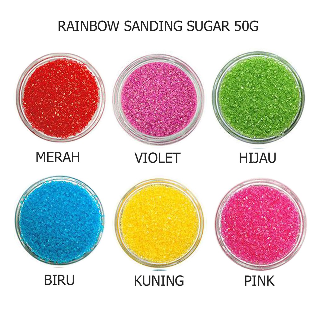 Jual RAINBOW SANDING SUGAR 50GR - GULA ARBANAT COTTON CANDY PASIR WARNA ...