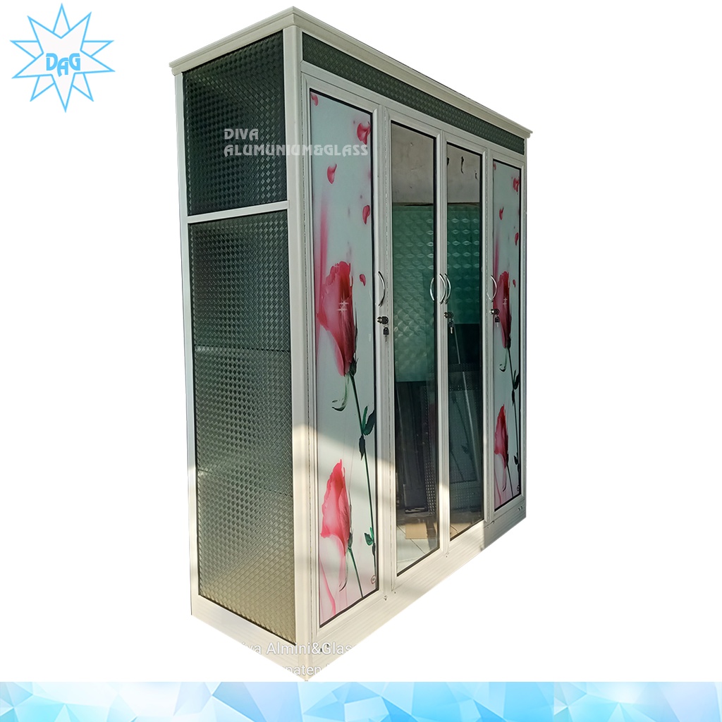 Jual Lemari pakaian kaca pintu 4 160x185,lemari alumunium kaca printing ...