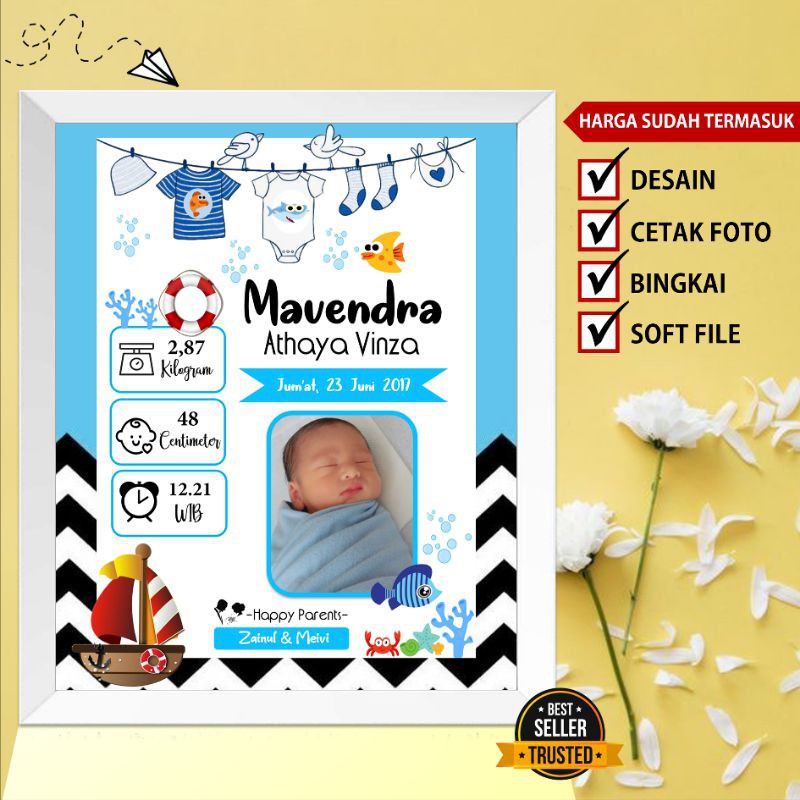 Jual FRAME BIODATA BAYI MINIMALIS/KADO KELAHIRAN AESTHETIC/BINGKAI ...