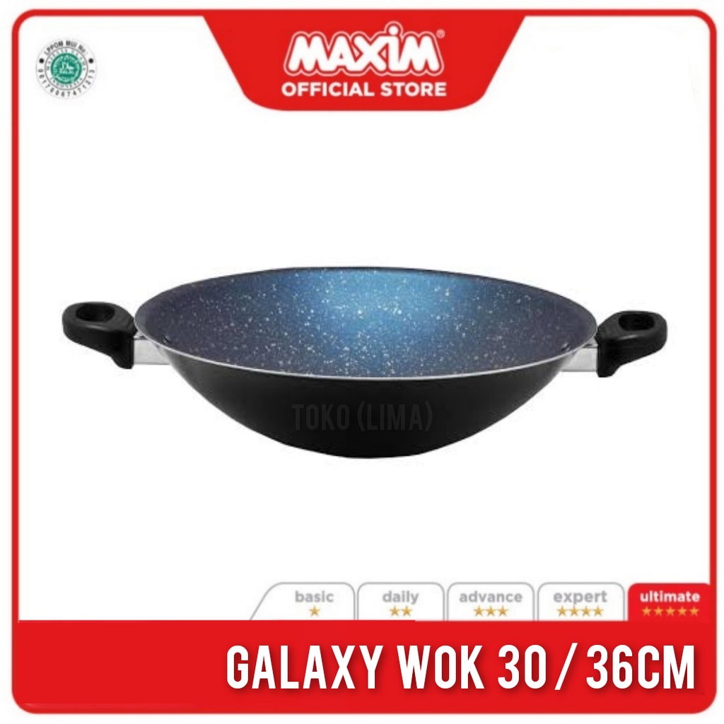 Jual Wajan Penggorengan Maxim Galaxy Wok 30cm 36cm Teflon Anti Lengket ...