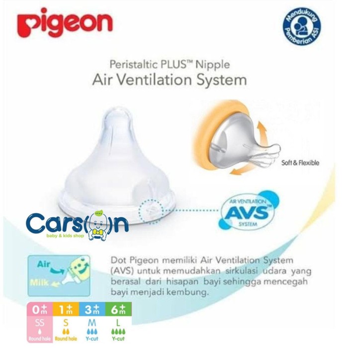 Jual Pigeon Nipple Peristaltic Plus Wide Neck L Isi 3Pc / Dot Pigeon 036 | Shopee Indonesia