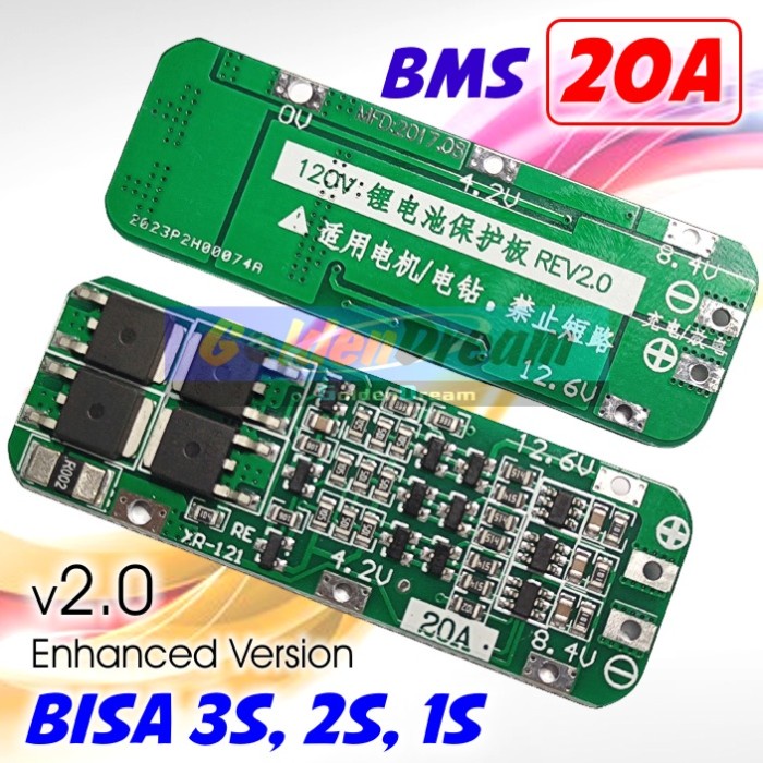 Jual 20A BMS Battery Management Proteksi Baterai Lithium 3s 2s 1s Lipo ...