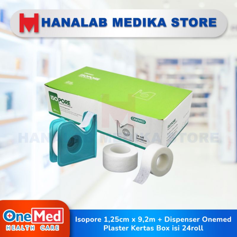 Jual ISOPORE ½IN (1,25cm x 9,2m) + Dispenser Onemed Plaster Kertas Box ...