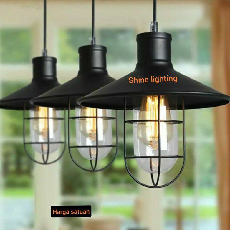 Jual Lampu gantung kap industrial cafe/ruang makan tipe 6100/1P | Shopee Indonesia