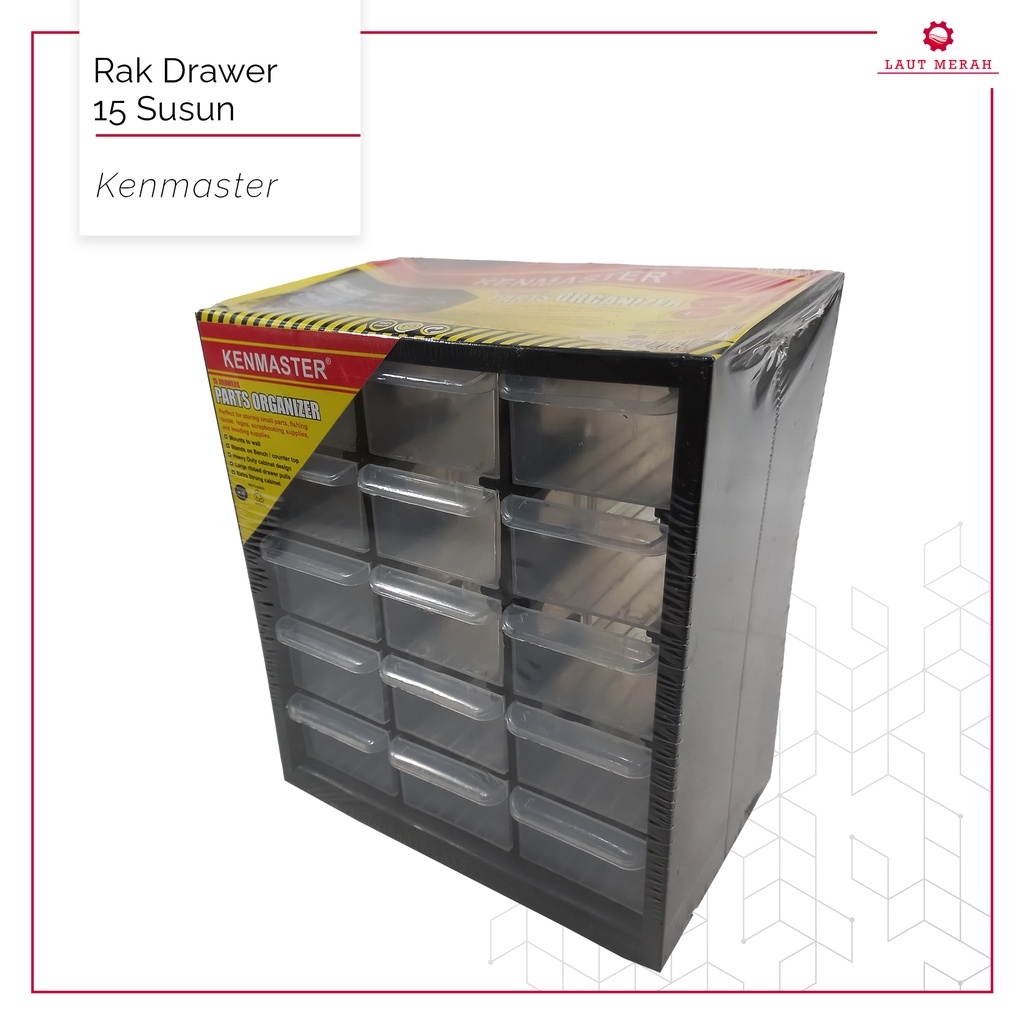 Jual Rak Drawer Kenmaster Kotak Susun 15 Slot - Part Organizer Komponen ...