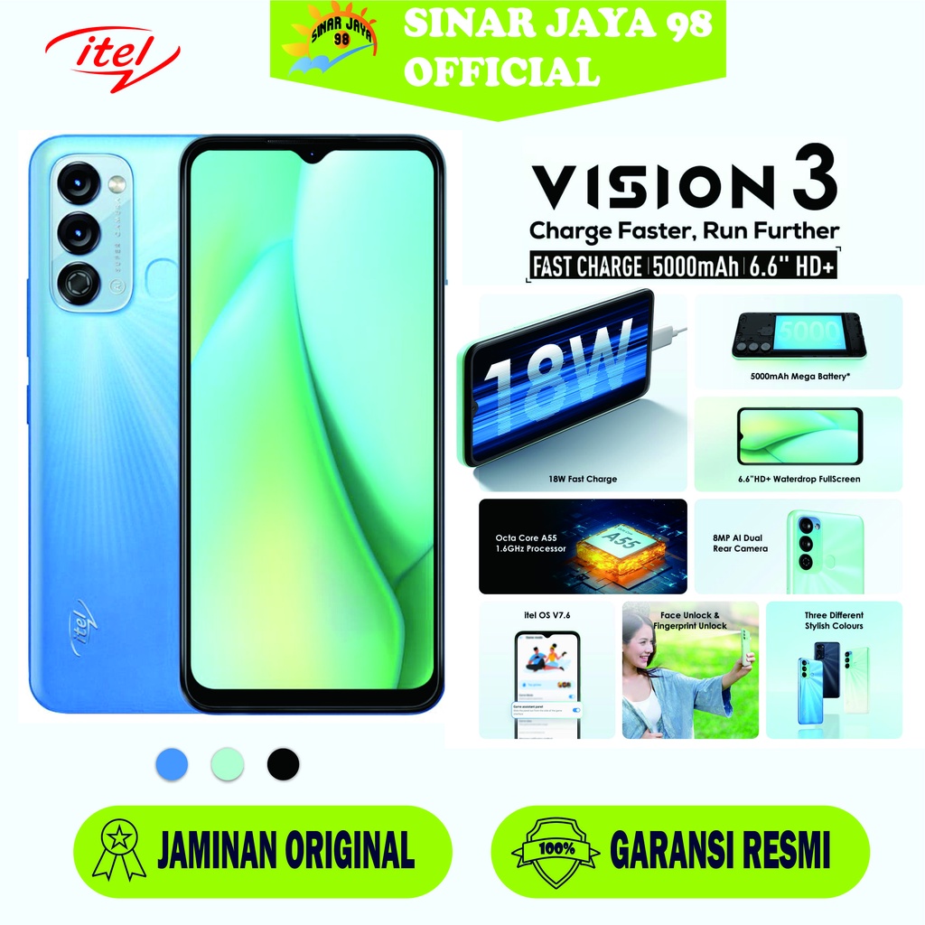 Jual ITEL VISION 3 2/32 FAST CHARGING GARANSI RESMI ITEL | Shopee Indonesia