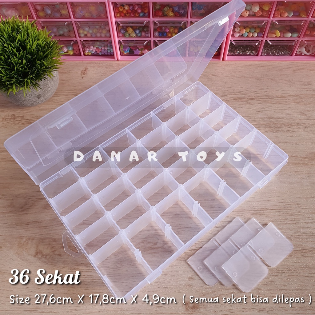 Jual BOX PLASTIK / KOTAK PENYIMPANAN MANIK / MOTE / 36 SEKAT / BOX ...